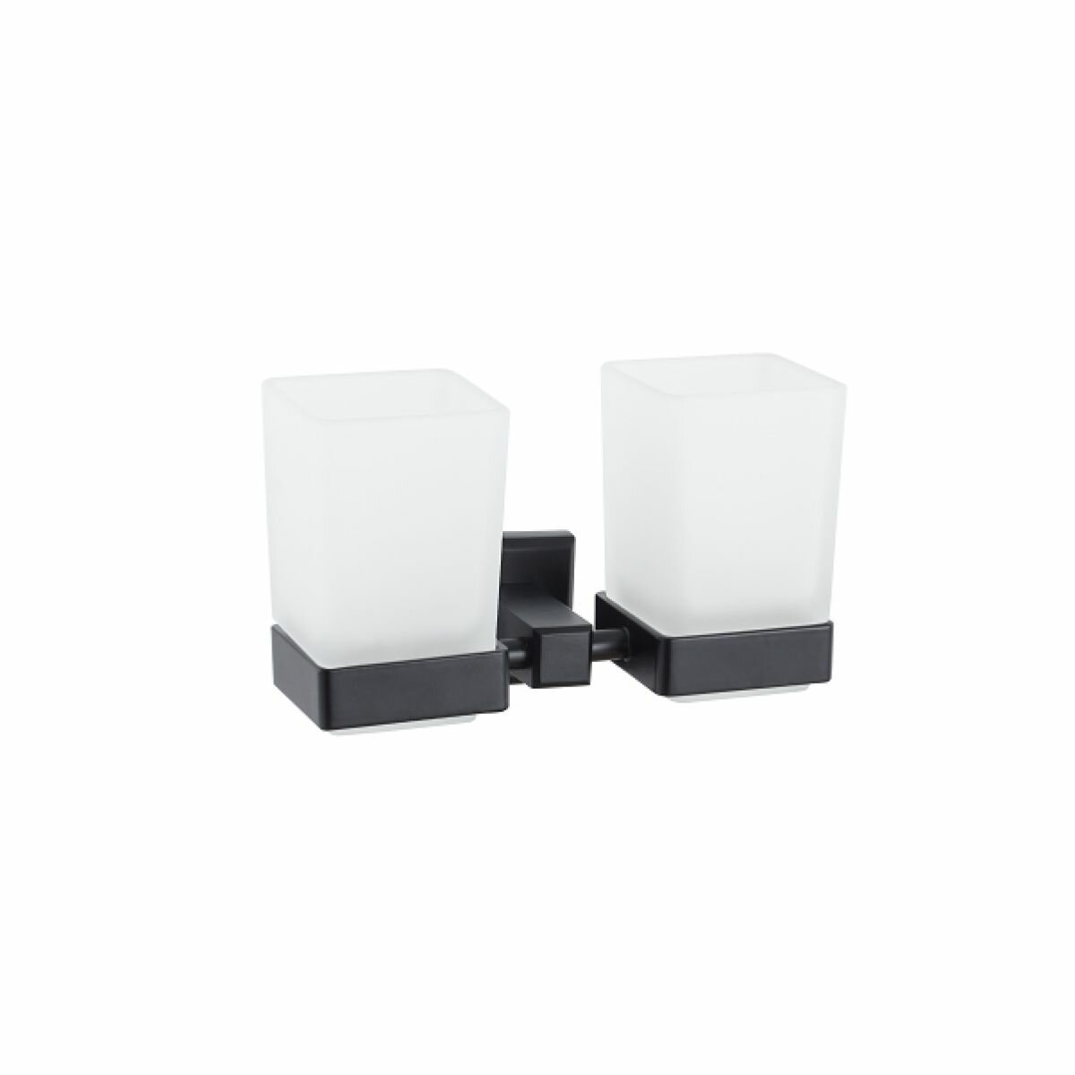 Стакан стекло к стене двойной Classic Quadro Black DB027