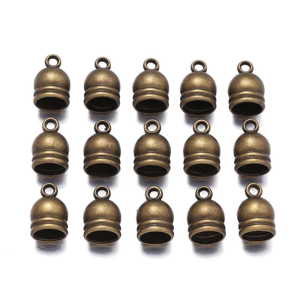 Кожаные торцевые заглушки для ожерелий и браслетов 10 шт. Ancient bronze