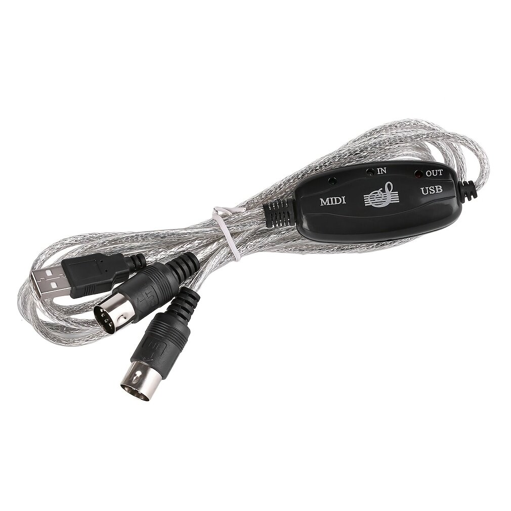 USB MIDI кабель 2.0, 2-в-1 разъем для электронного пианино, синтезатора и музыкальной студии, поддержка 16 каналов, для ноутбуков Windows и Mac, черный