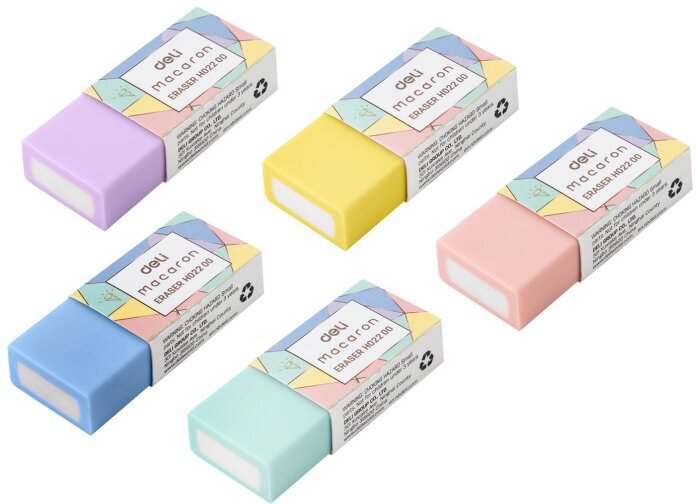 Ластик Deli Macaron 50x20x1мм ассорти пласт. туб. EH02200
