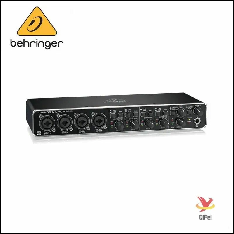Behringer U-Phoria UMC404HD Аудиофильский USB-аудио/MIDI-интерфейс 4x4 24 бит/192 кГц с микрофонными предусилителями Midas-x