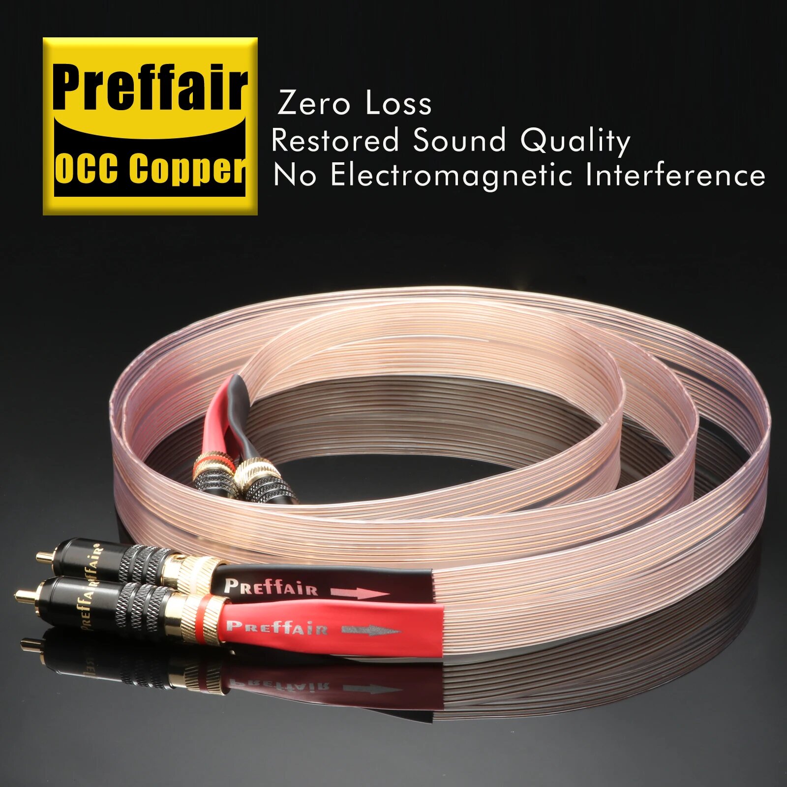 Аудиокабель Preffair OCC 24K золотые RCA