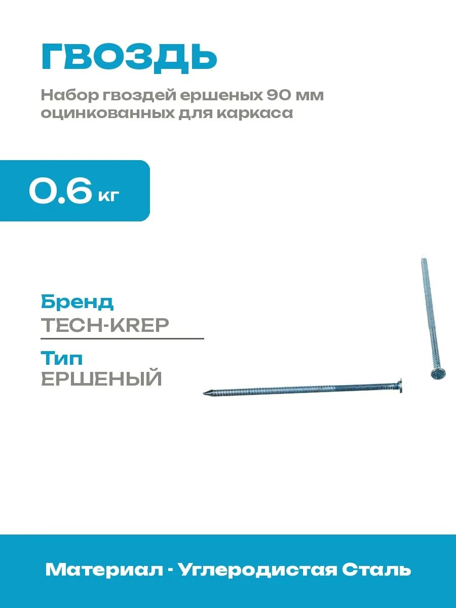 Ершеные гвозди 90 мм для каркасного строительства упаковка