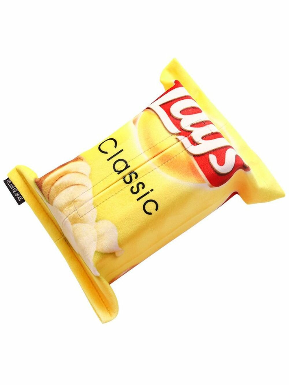 Текстильный диспенсер для салфеток в виде упаковки Lay's Classic, жёлтый, с ремнём для крепления в авто