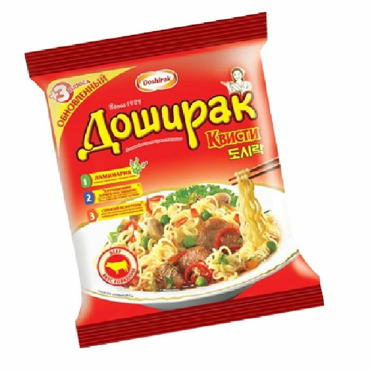 Лапша Доширак Квисти со вкусом говядины 70г (48шт. в упаковке)