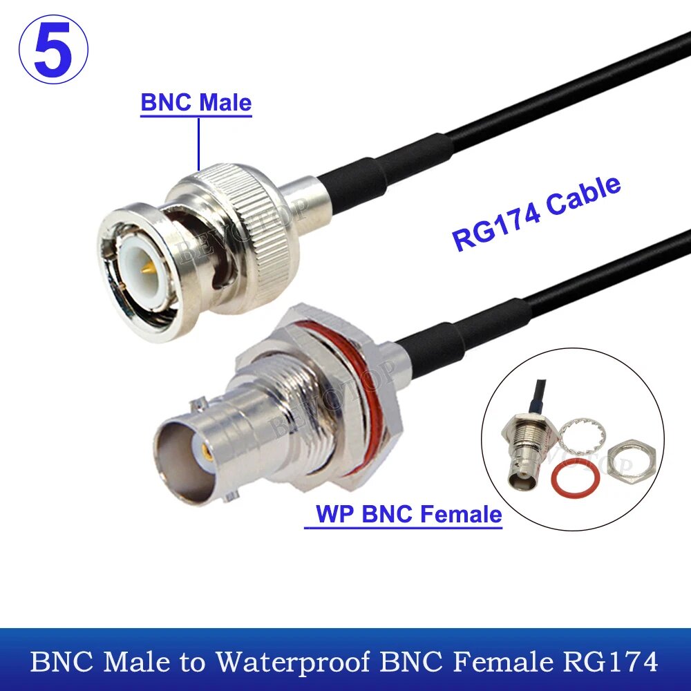 1 шт. RG-174 BNC штекер-BNC штекер/гнездо RG174 RF коаксиальный кабель 50 Ом для видеокамеры SDI видеокамеры HD-SDI/3G-SDI/4K/8K