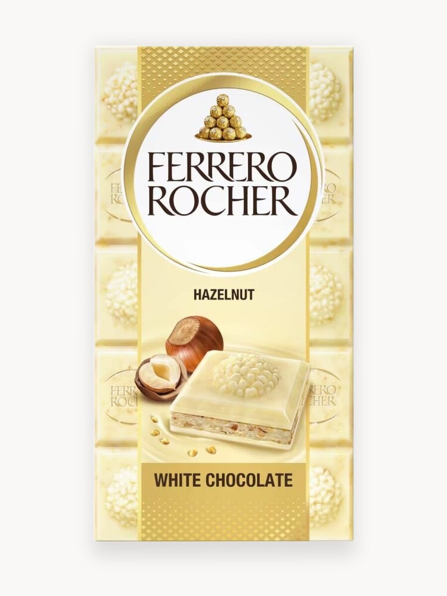 Белый шоколад Ferrero Rocher, с фундуком, 90 гр