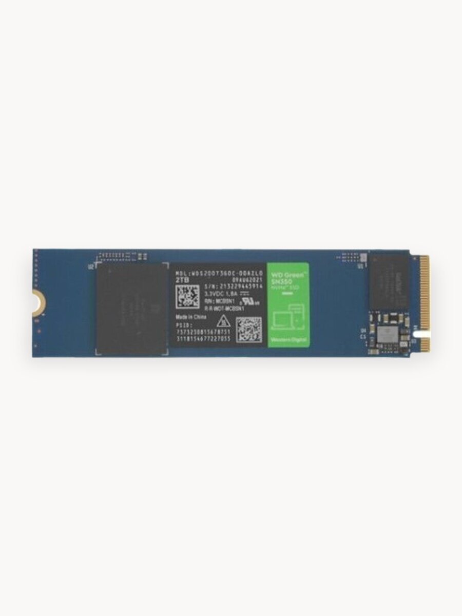 SSD диск Western Digital Green SN350, 2000Gb, M.2 2280, PCIe Gen3 x4, NVMe (WDS200T3G0C)