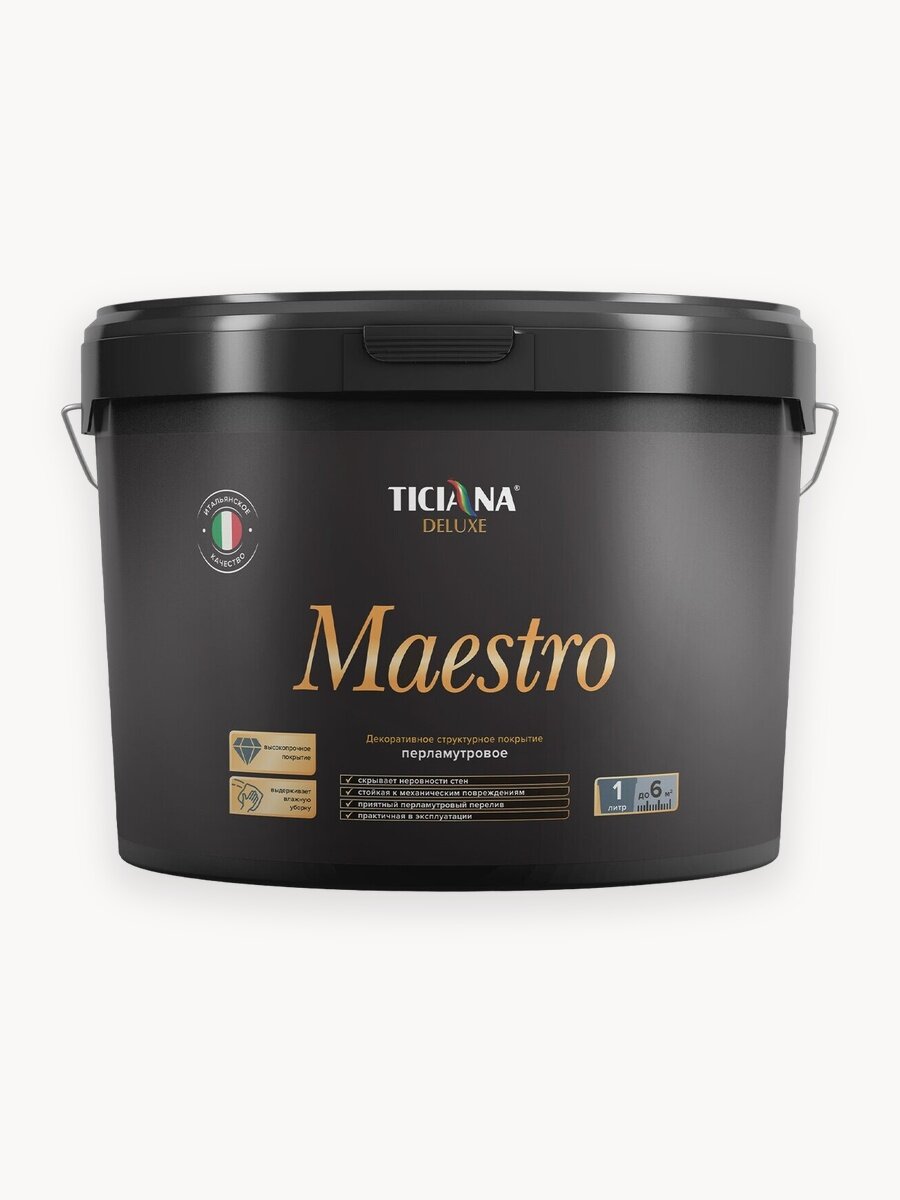 Декоративная краска, структурное перламутровое покрытие TICIANA DELUXE Maestro 0,9 л