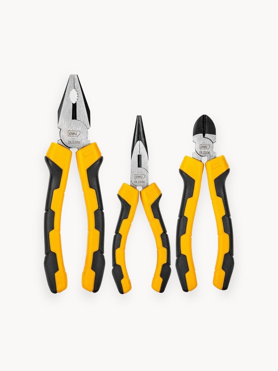 Набор плоскогубцев DELI DL2008-3 98460, для домашнего, для широкого спектра слесарных