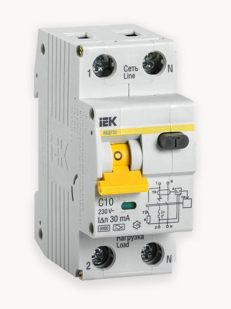 IEK KARAT Дифференциальный автомат АВДТ 1P+N 10A 30mA 6kA тип A х-ка C, артикул MAD22-5-010-C-30. IEK Диф автомат 10А
