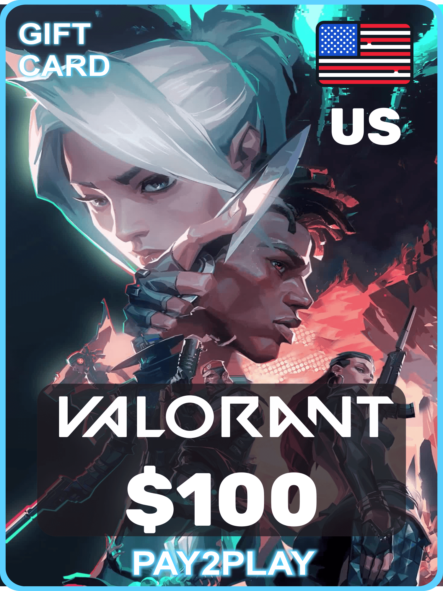 Подарочная карта Valorant $100, США / цифровой код / Valorant Gift Card United States, $100