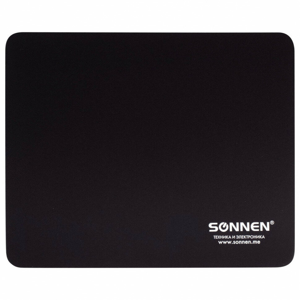 Коврик для мыши SONNEN BLACK, резина + ткань, 220х180х3 мм, черный (SONNEN 513309)