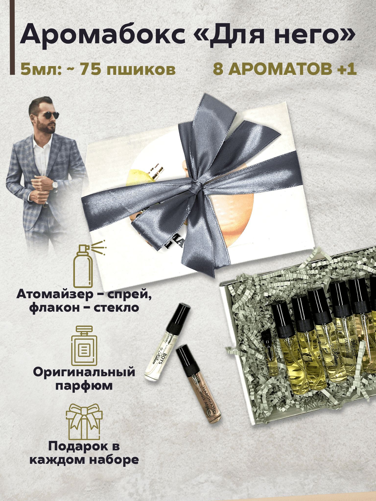 Парфюмерный набор Для Него, набор селективной парфюмерии, духи 8 штук по 5 мл