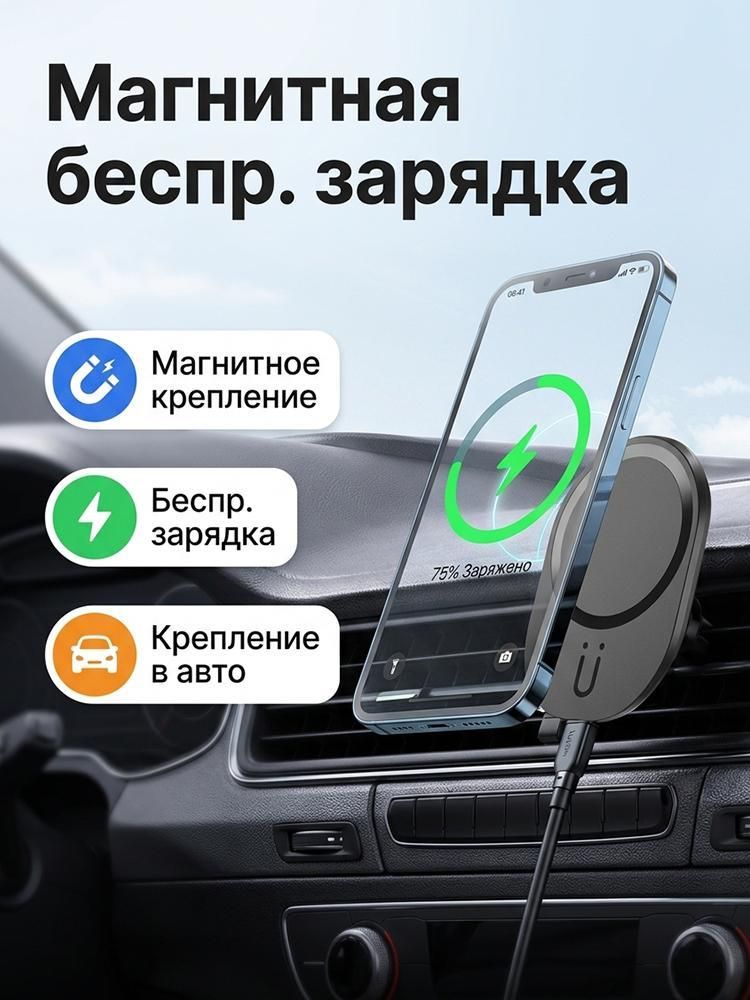 Беспроводное автомобильное зарядное устройство MagSafe 15W магнитный держатель для iPhone