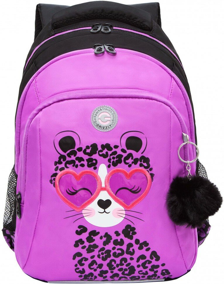 Рюкзак школьный GRIZZLY RG-561-3/2 черный - лиловый