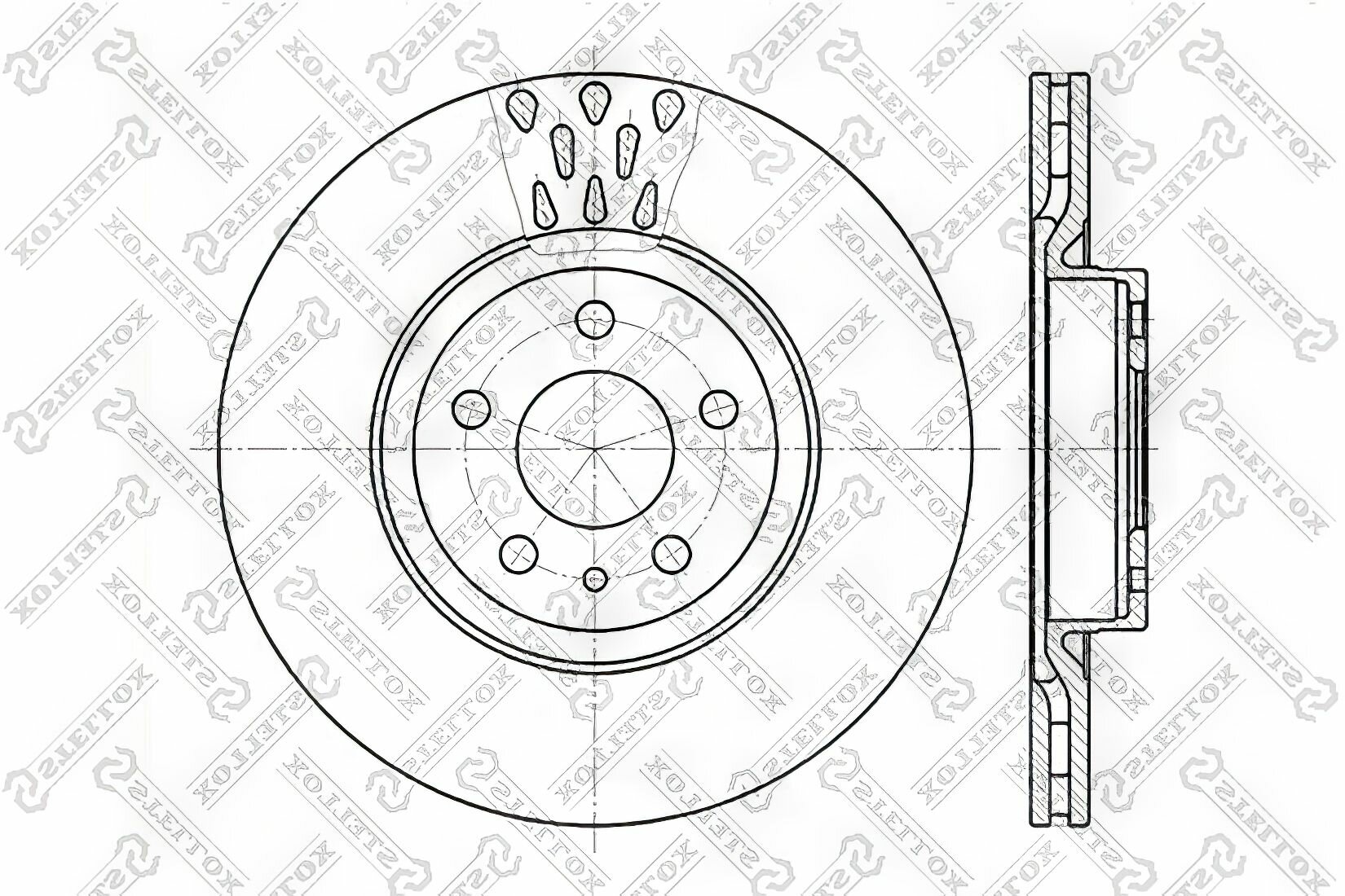 Тормозные диски, для Фиат Добло 2, Альфа Ромео 147, Опель Комбо Д , (Передние), Комплект 2шт, 6020-9925V-SX Stellox.