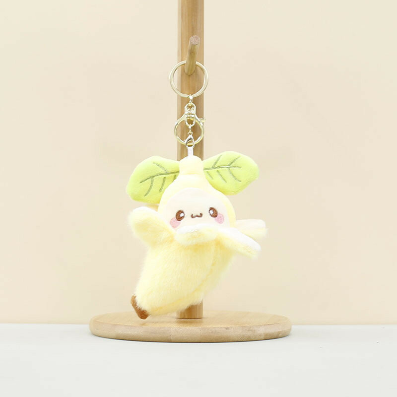 Cute plush banana bag charm lovely cartoon style stuffed toy keyring for kids yellow banana
