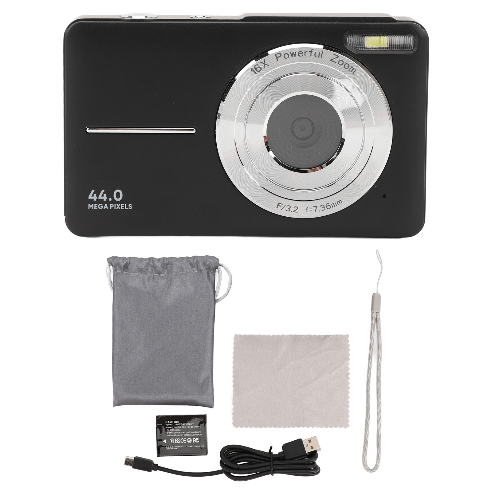 FHD цифровая камера для детей 1080P 44MP 16X зум цифровая камера 2.4 дюймов IPS цветной экран портативная маленькая винтажная камера черная