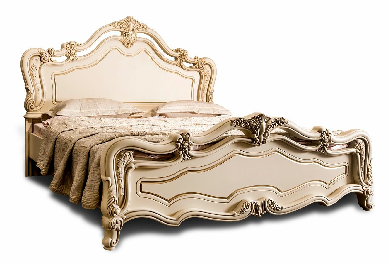Кровать "Alba Мона Лиза", бежевая, двуспальная, 180х200х150 см, с изножьем