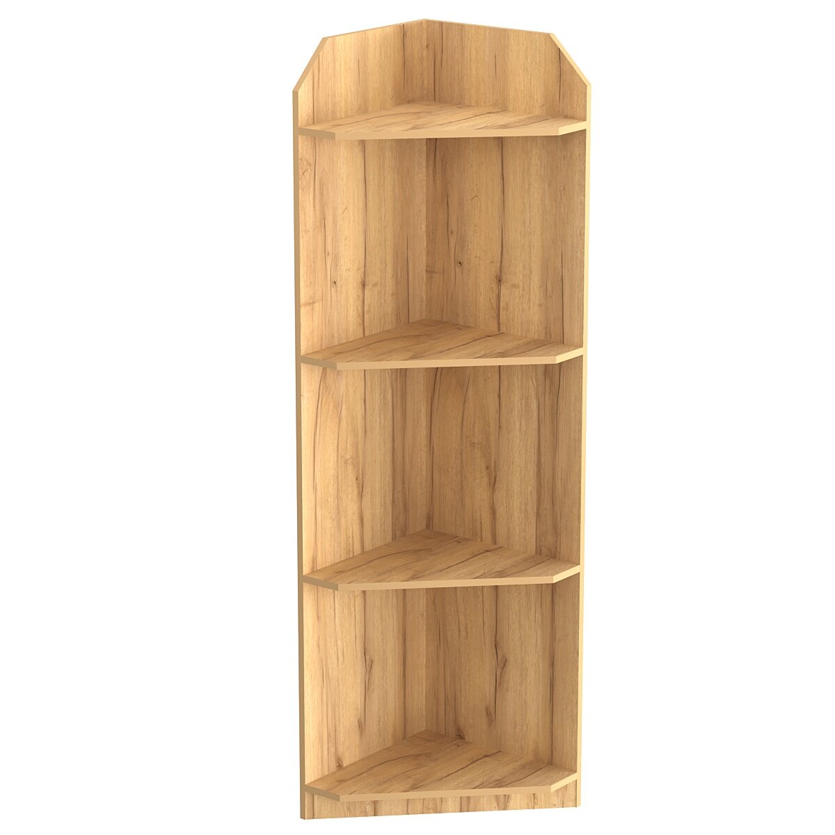 Торговый стеллаж из ДСП для обуви №5 высокий угловой с четырьмя полками, Дуб Золотистый