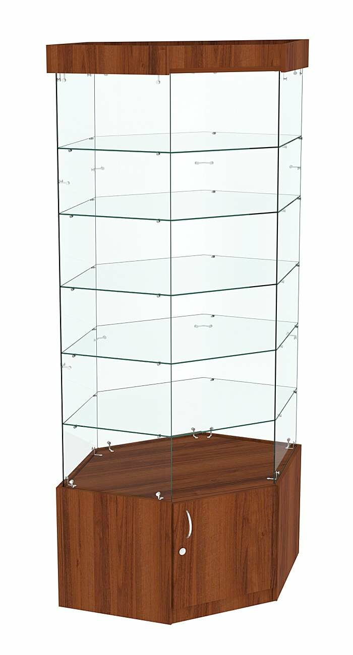 Витрина "Истра" угловая №9117, шестигранная (З. С-стекло), без дверей, Орех