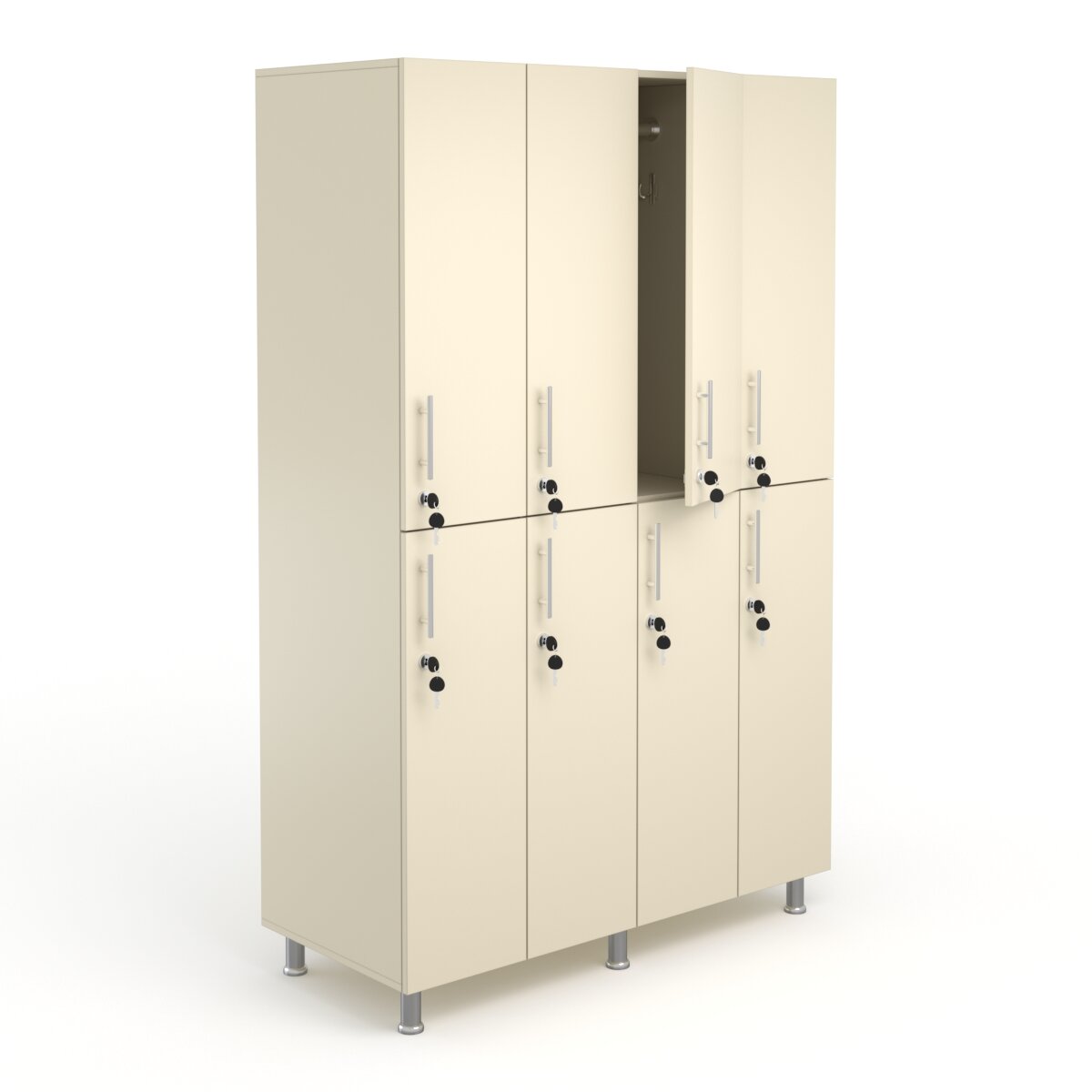 Шкаф для раздевалок 4-секционный 8ми-местный, Крем Вайс. Производитель товара - компания Westcom.