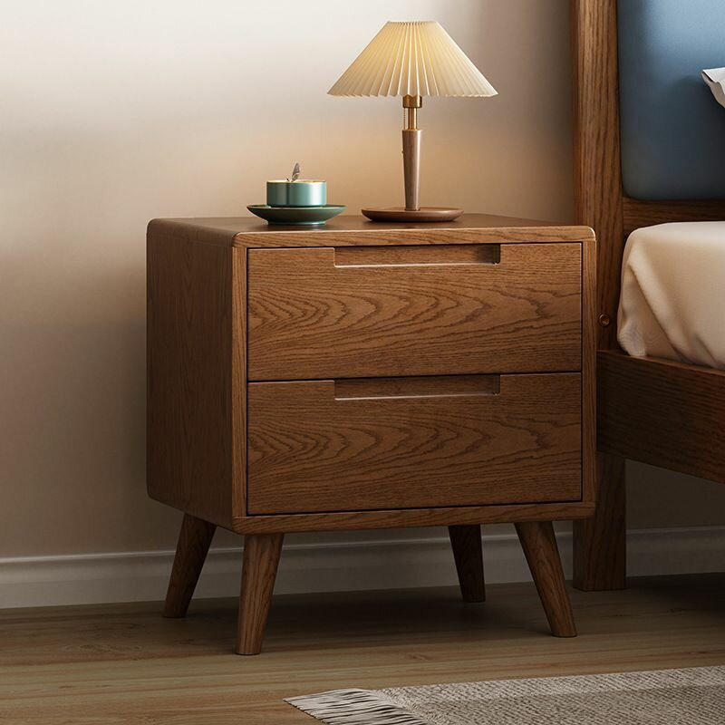 Тумба прикроватная, твердая древесина, скандинавский стиль, 3 ящика, 45x40x65см, коричневая
