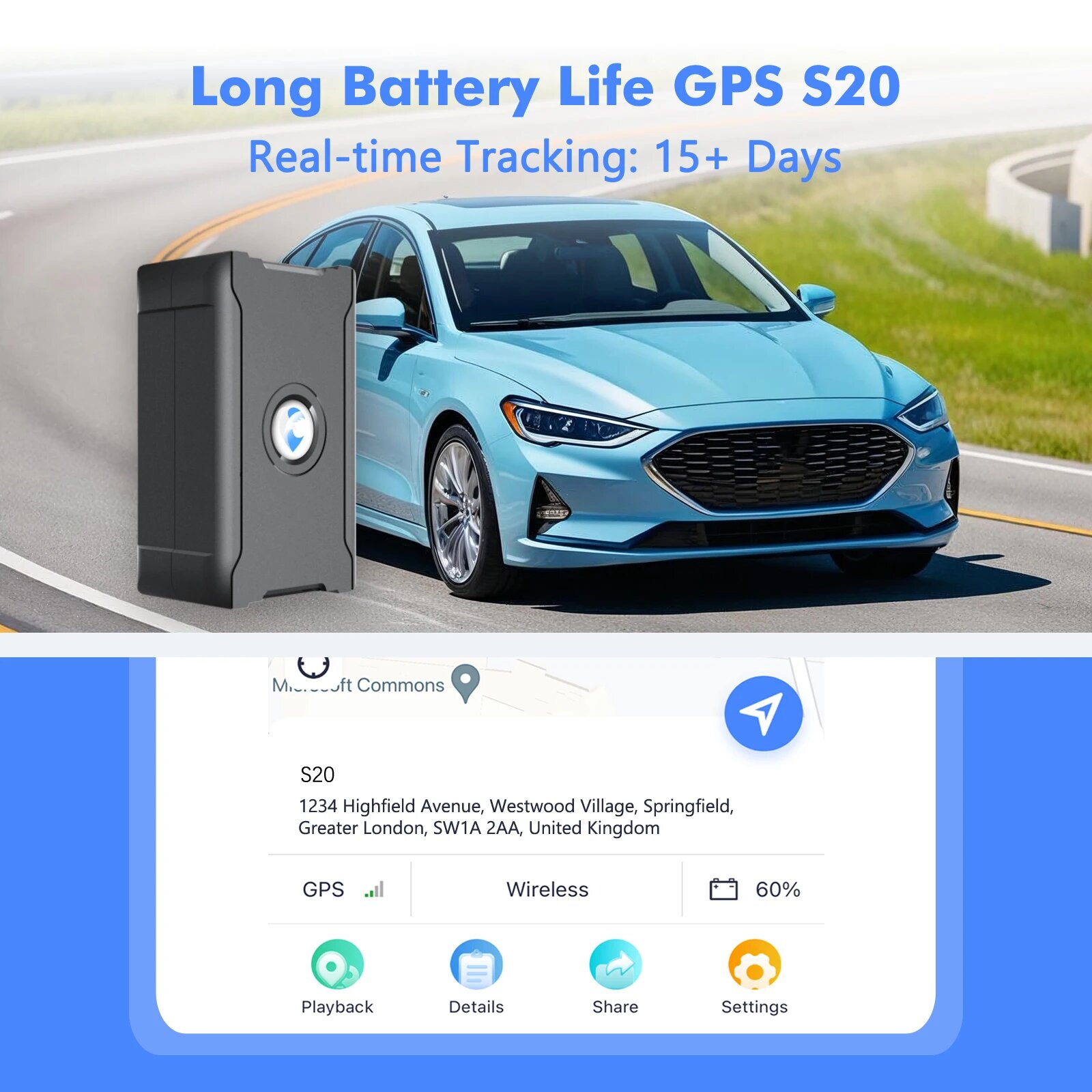 GPS-трекер для транспорта с батареей на 15 дней - Противоугонный локатор для грузовиков/автомобилей/мотоциклов/багажа, защита и дистанционное управление