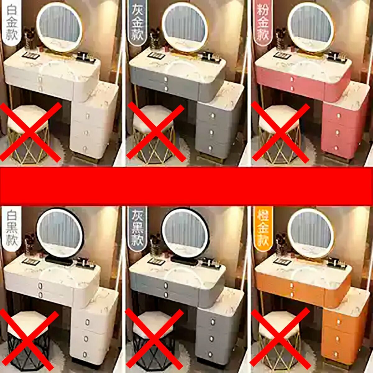 Компактный туалетный столик с тумбой и керамической столешницей Nigma (50 см цвет на выбор столик + зеркало без стула)