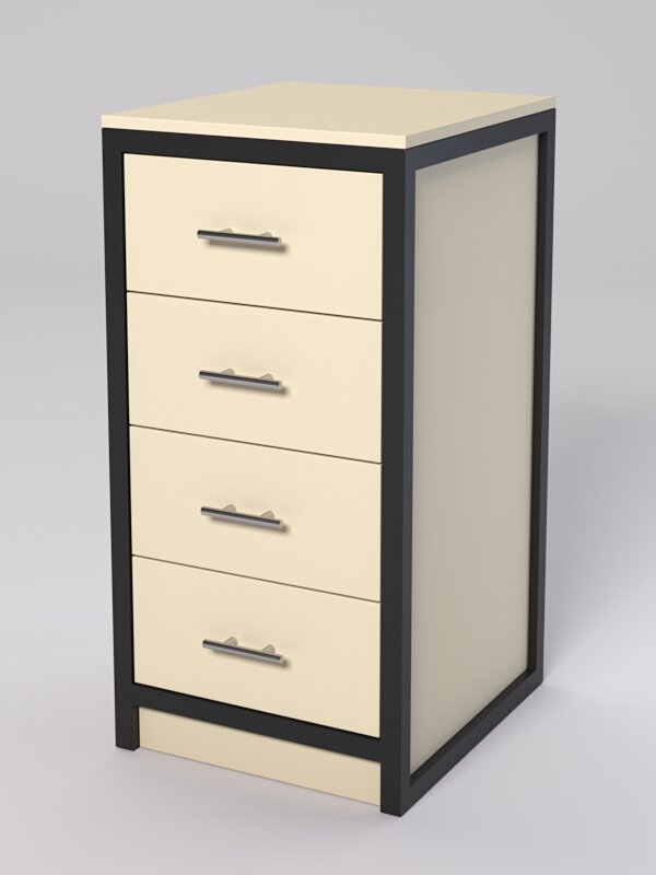 Тумба для офисной техники №1 "стронг" в стиле лофт, Крем Вайс