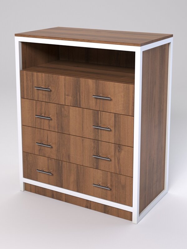 Тумба для офисной техники №6А "стронг" в стиле лофт, Орех + металлический каркас Белый