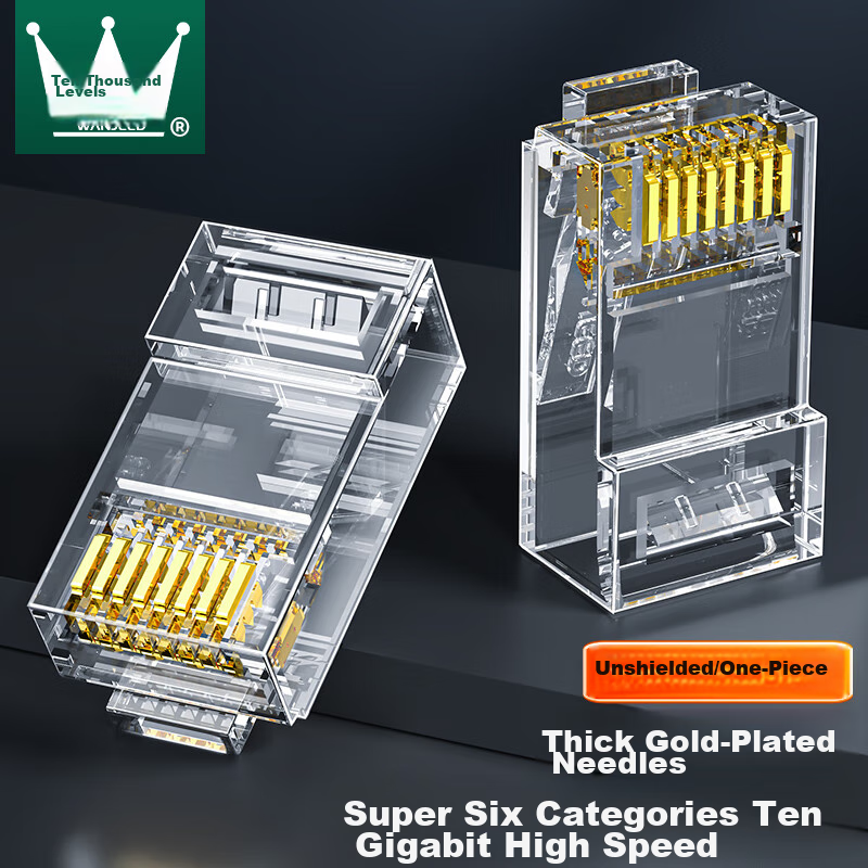 OFNPFTTH Category 6A Unshielded Gigabit Network Cable Connector, RJ45 Computer Network Cable Connector, Cat6a One-Piece Connector, Pack of 10, WJ-15371