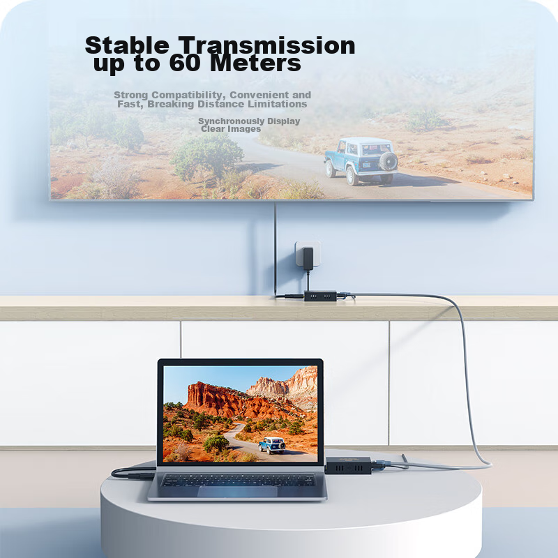 Shengwei HDMI Network Extender, RJ45 Cable Transmission, High-Definition HDMI, 60-Meter Cable Extension, Signal Amplifier, One Pair, HEC-1045AB