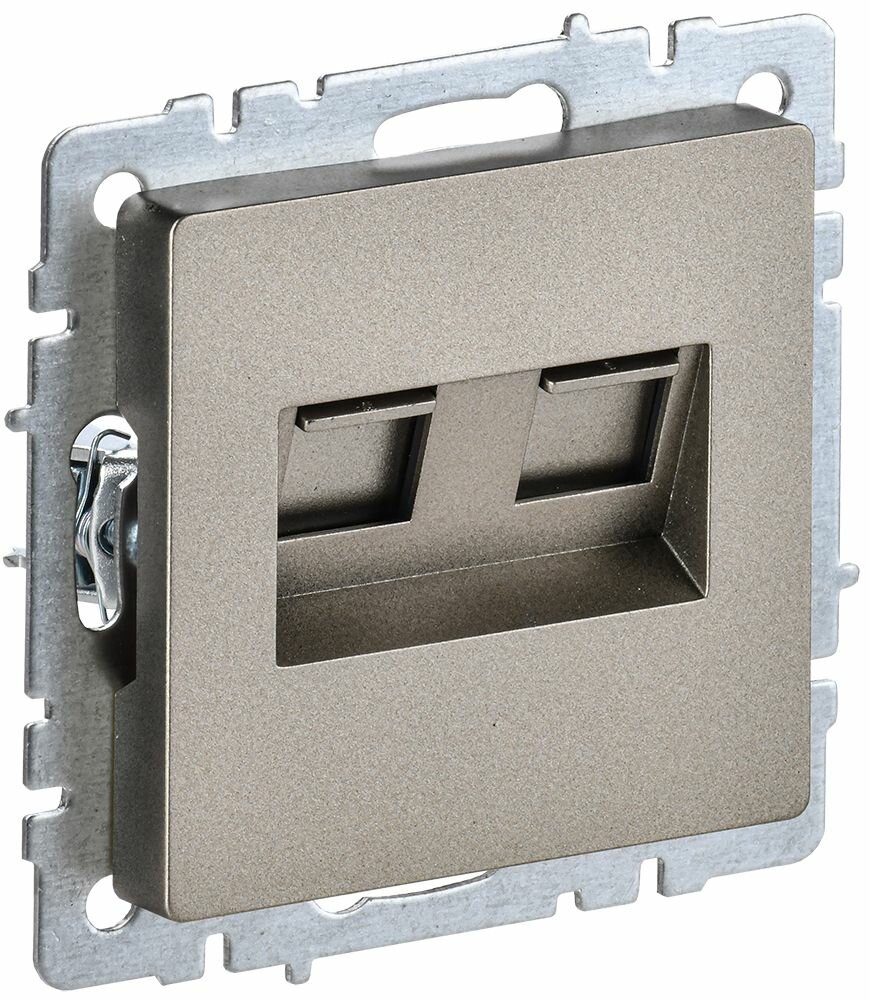 IEK BRITE Роз. двойная RJ11+RJ45 кат.5E РК/Т12-БрШ шамп, BR-KT20-O-1-K37