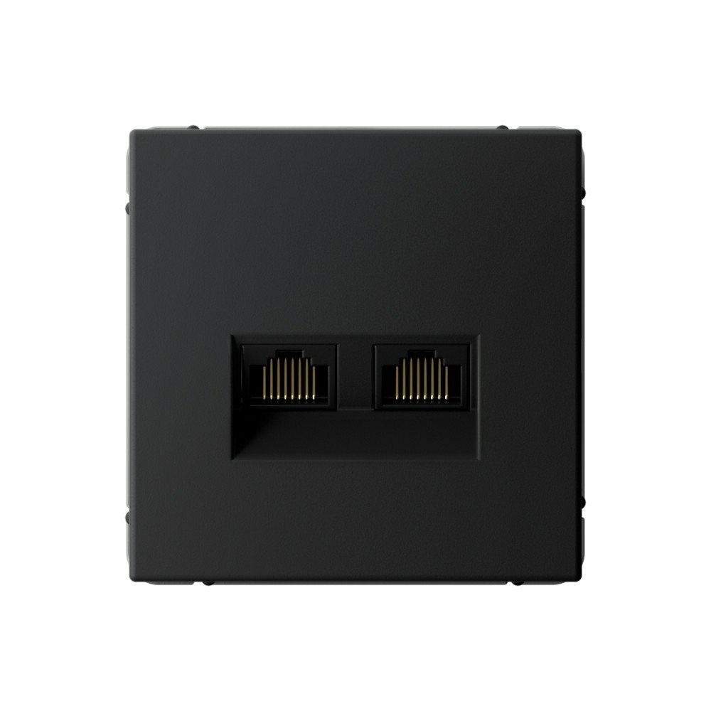 Systeme Electric ArtGallery Карбон Розетка двойная компьютерная RJ45+RJ45, кат.6А, механизм, GAL001088