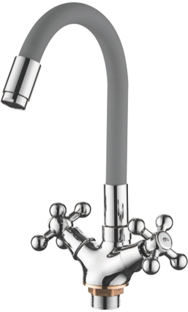 Смеситель Ledeme L1319-9, для кухни, гибкий излив, серый, хром