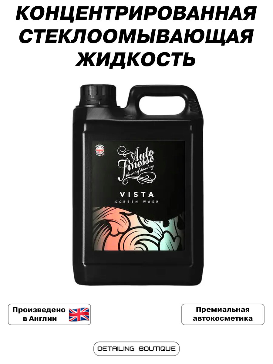 Стеклоомывающая жидкость с гидрофобным эффектом концентрат Auto Finesse Vista Screen Wash, 2,5л.