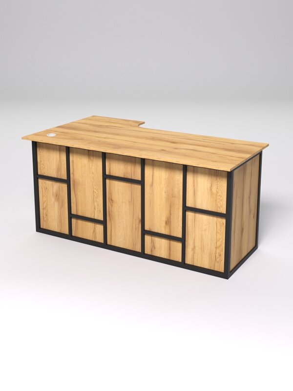 Стол эргономичный офисный СЭ-18А (правосторонний) "стронг" в стиле лофт декор №3, Дуб Золотистый