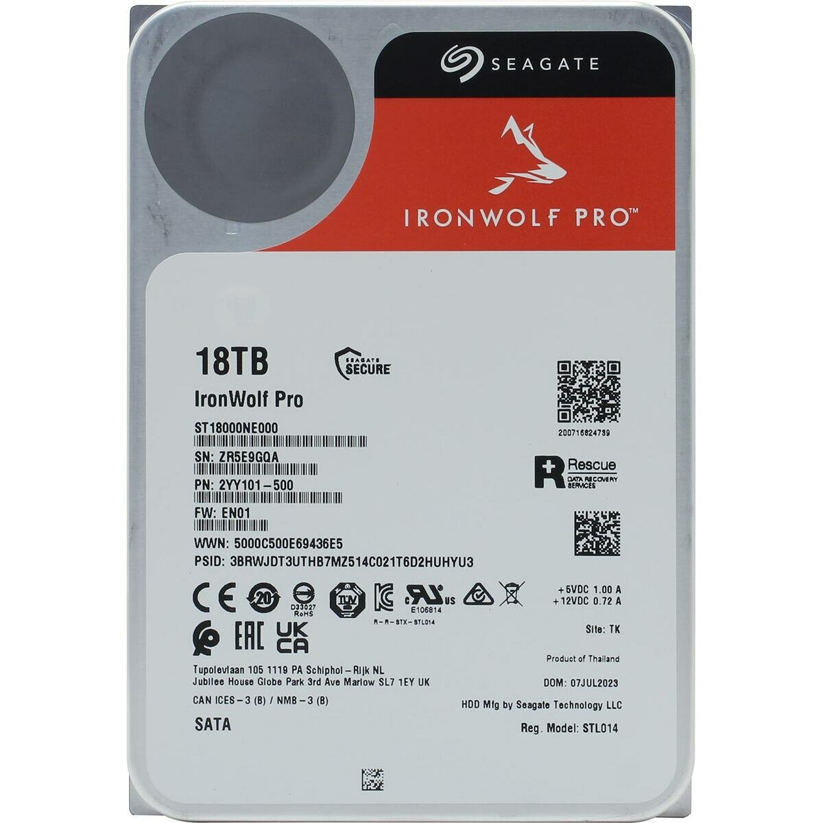 HDD 18 Tb SATA 6Gb/s Seagate IronWolf Pro 3.5" 7200rpm 256Mb