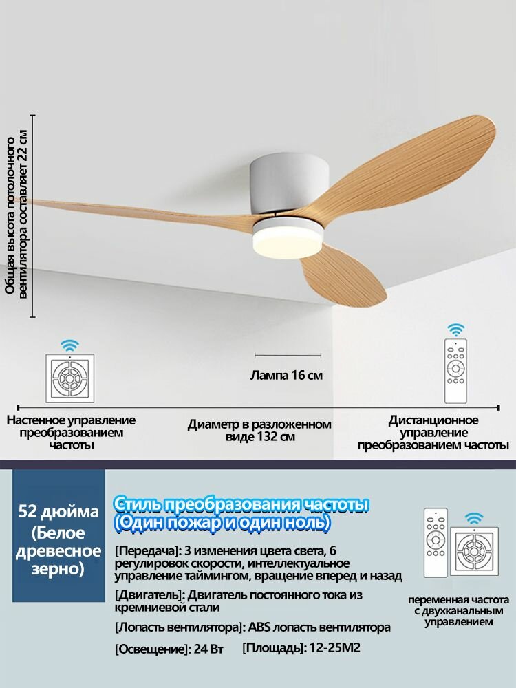 Потолочный вентилятор HOMELINK ZYJ287, люстра с вентилятором потолочная