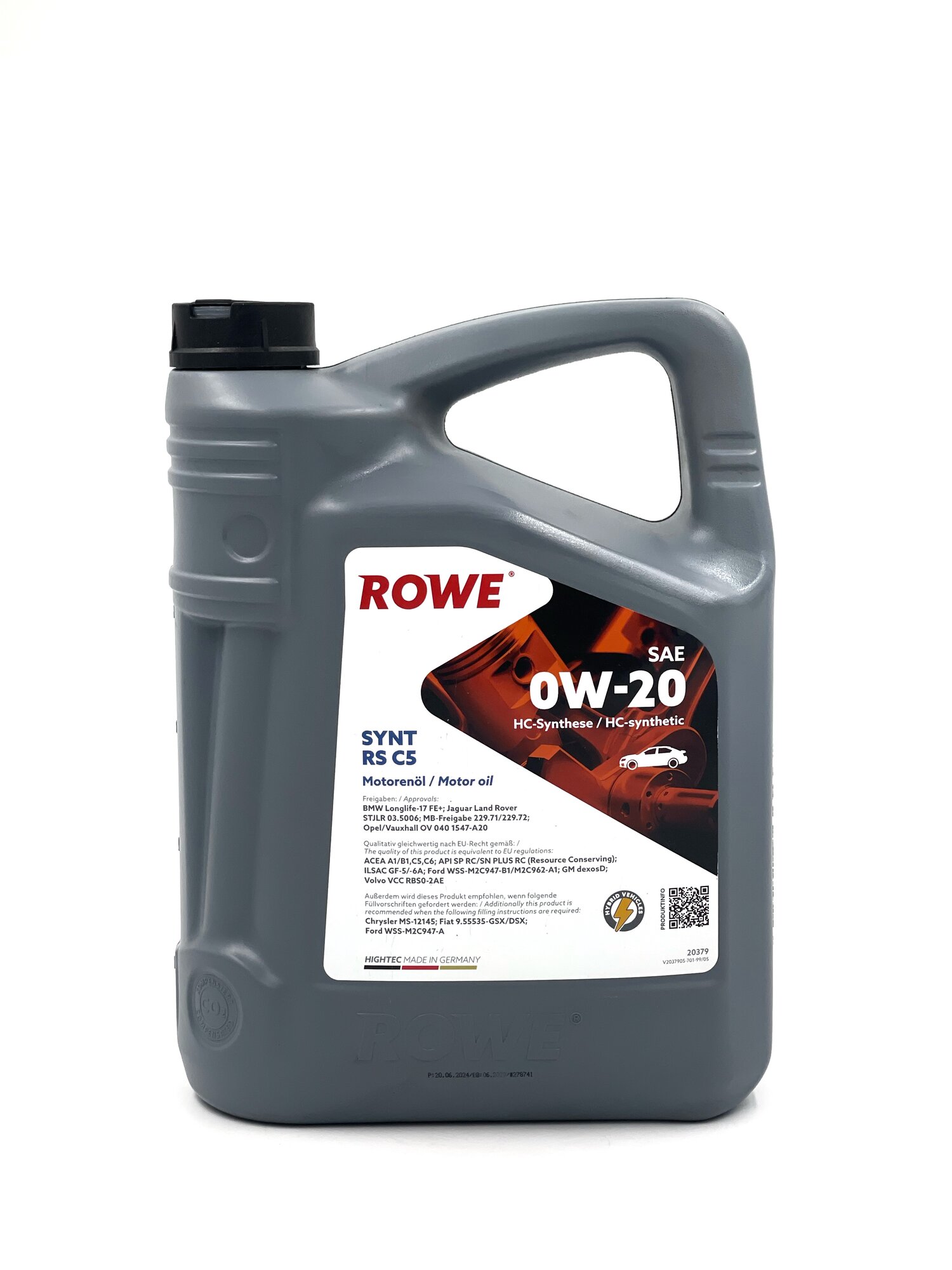 Масло моторное Rowe Synt RS C5 0w-20, синтетическое , 5 литров