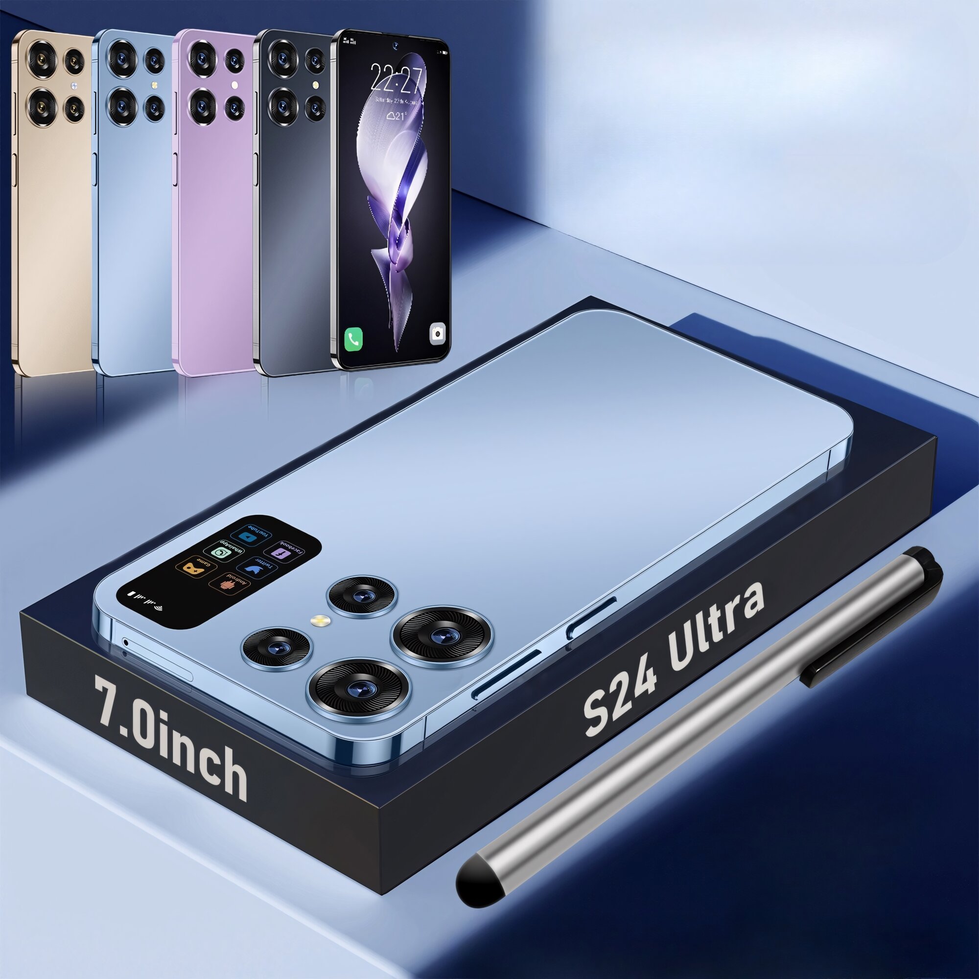 Мобильный телефон S24 Ultra с экраном 7,0 дюймов, на базе Android 13, 16/1Т, цвет blue EU