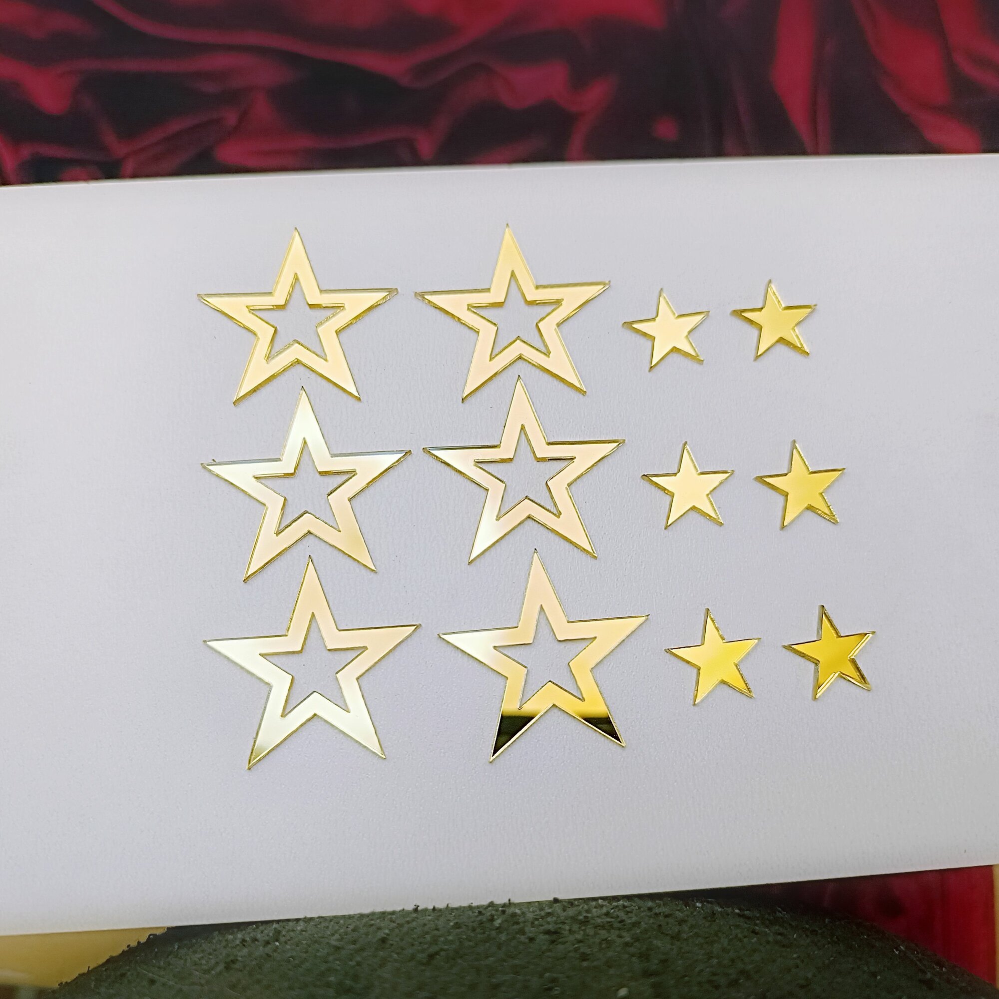 Топпер для торта; Звездочки 24шт. Золотой зеркальный акрил.