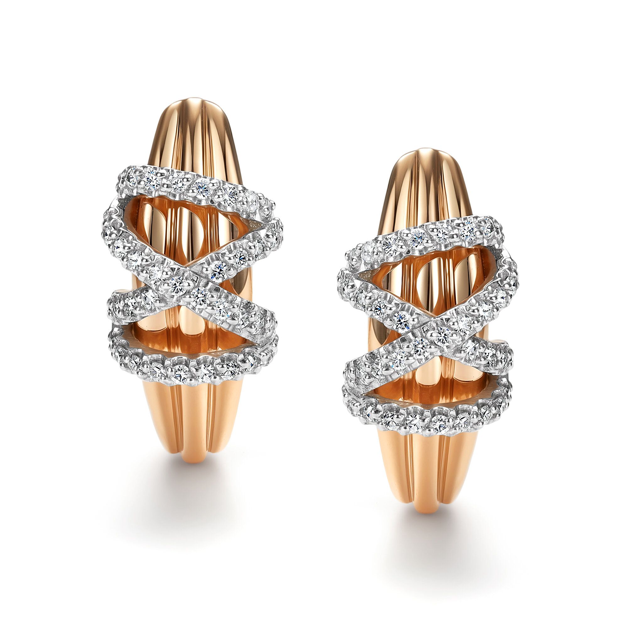 Серьги, красное золото, 585 проба, бриллиант
