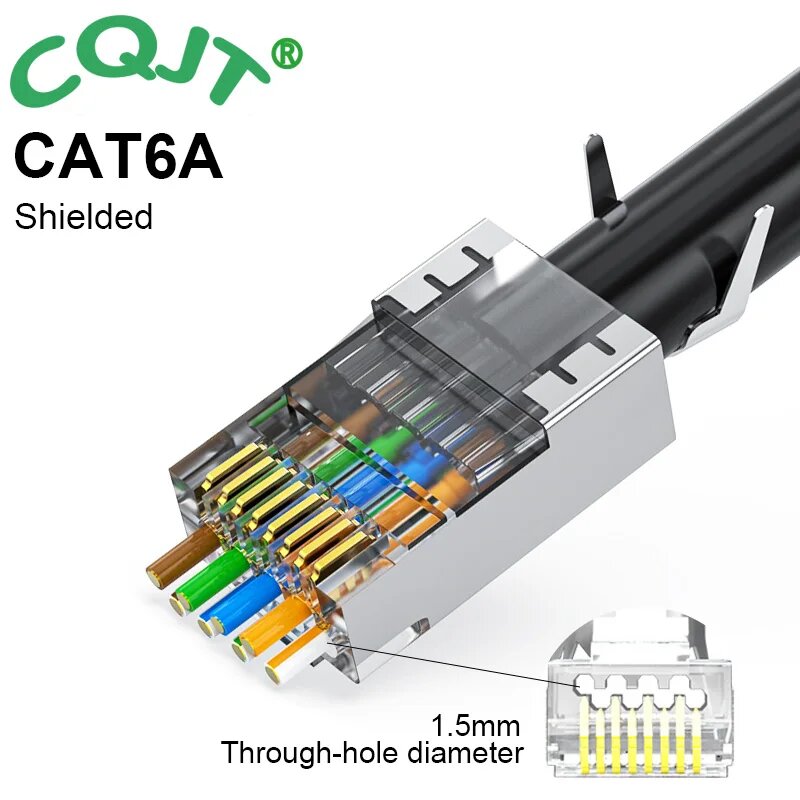 RJ45 Коннекторы CQJT для Ethernet кабеля 20pcs, CAT6A shielded