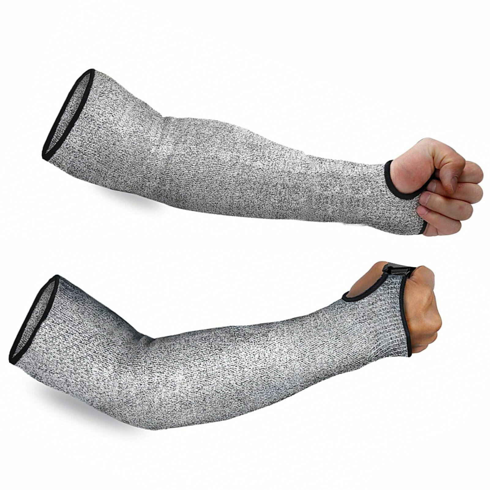 1 пара рукавов для защиты рук, устойчивые к порезам, прорези для большого пальца, защитные приспособления для безопасности работы, прорези для большого пальца, 45 см/17,72 дюйма