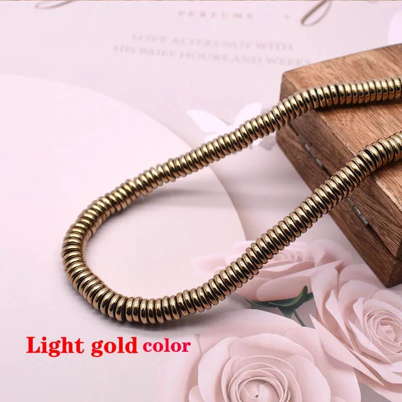 Гематитовые бусины YanQi 6-8 мм плоские круглые 6mm 100pcs, 2 light gold color