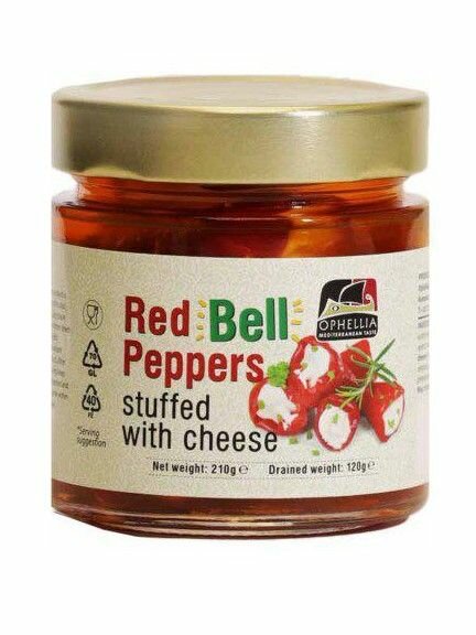 Красные болгарские перцы, фаршированные сыром от ТМ OPHELLIA, Греция