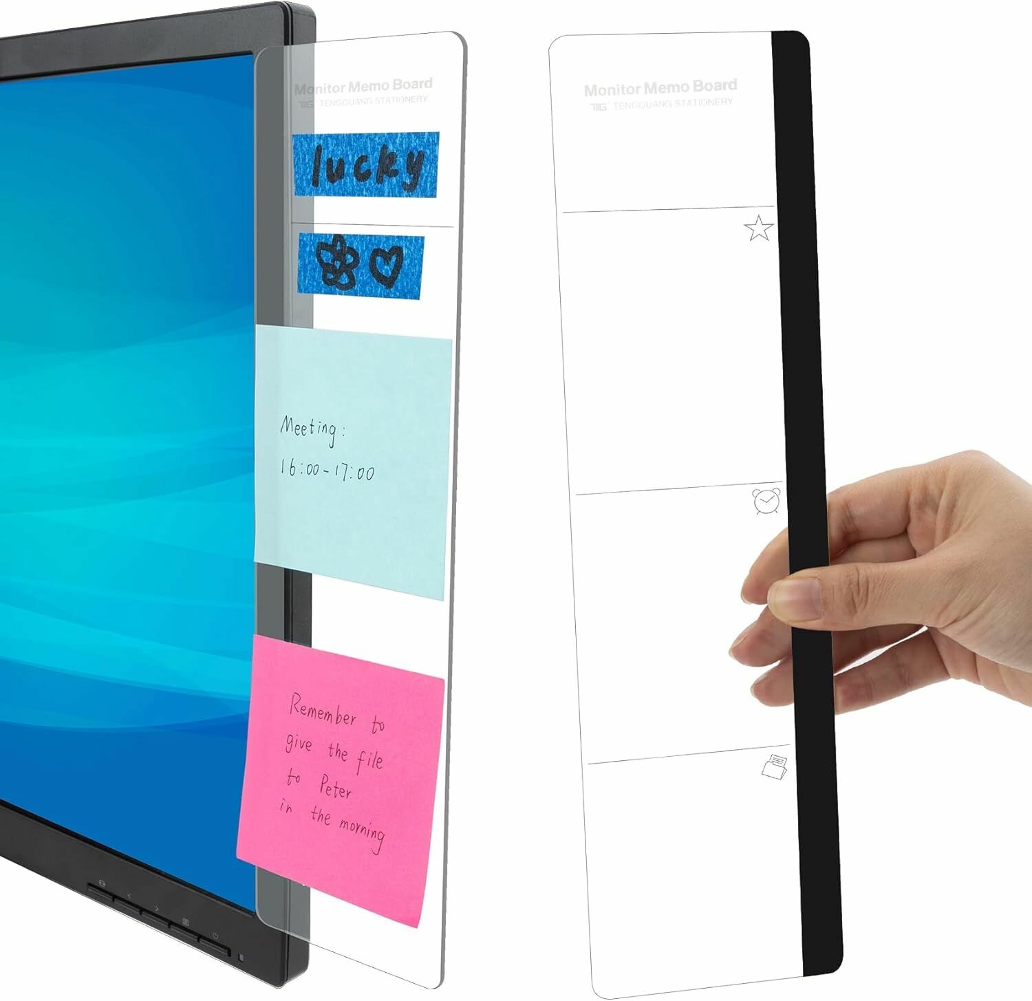2шт Компьютерный монитор Memo Board Доска объявлений Держатель для заметок на липучке--